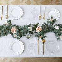 China Plastic Fake Wedding Flowers Rose Eucalyptus Vines Bulk for sale