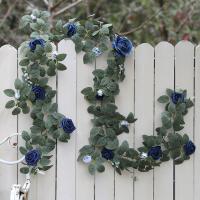 China Plastic Fake Wedding Flowers Rose Eucalyptus Vines Bulk for sale