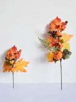 China Simulation Fake Holiday Flowers Artificial Maple Leaf Stems Thanksgiving Decoration for sale