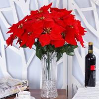 China 45cm 50cm Fake Holiday Flowers Artificial Christmas Poinsettias Lifelike Appearance for sale