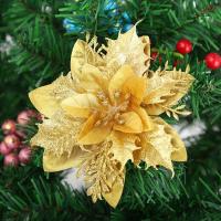 China Xmas Silk Fake Holiday Flowers Scene Decoration Poinsettia Pendant for sale