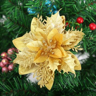 China Xmas Silk Fake Holiday Flowers Scene Decoration Poinsettia Pendant for sale