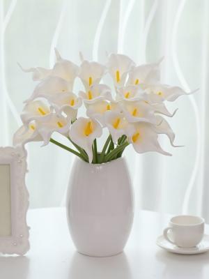 China Artificial Purple White Calla Lily And Thistle Bouquet 36cm for sale