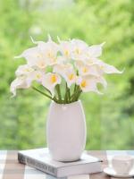 China Artificial Purple White Calla Lily And Thistle Bouquet 36cm for sale