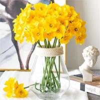 China Yellow Silk Fake Daffodils Bulk Artificial Narcissus Flowers Custom for sale