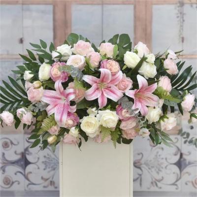 China Beige Blue Faux Ranunculus Bouquet For Bridesmaid Customized for sale