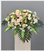 China Beige Blue Faux Ranunculus Bouquet For Bridesmaid Customized for sale