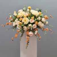 China Beige Blue Faux Ranunculus Bouquet For Bridesmaid Customized for sale