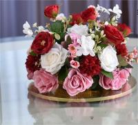 China Round Artificial Flower Business Faux Christmas Bouquet 30x20 for sale