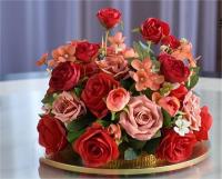 China Round Artificial Flower Business Faux Christmas Bouquet 30x20 for sale