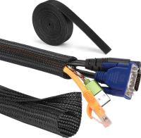 China Flame Retardant PET Braided Sleeve Self Closing Split Wrap Sleeving for sale