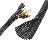 China Flame Retardant PET Braided Sleeve Self Closing Split Wrap Sleeving for sale