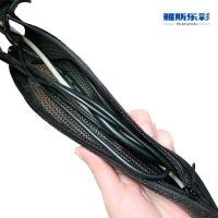 China Black Zipper Cable Sleeve Braided Wrap PET Expandable Mesh Sleeving With Zipper for sale