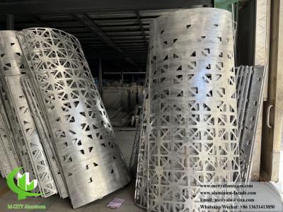 China CNC Perforated Aluminum Column Cladding with Laser Cut Pattern and LED Light Inside in Powder Coated Finish for sale