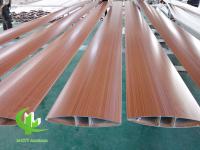 China 300mm Width Oval Shape Wood Grain Color Aluminium Louver Aerofoil System for Facade and Window for sale