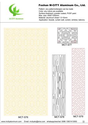 China Powder coated aluminum perforated panel with custom RAL colors and 1000x2000mm size for facade cladding for sale