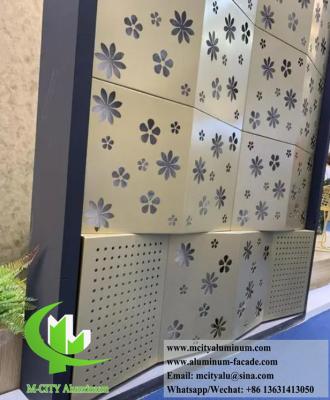 China Custom Made Design Golden Color Aluminum Cladding Panel 1200x2400mm Perforated Aluminum Facade for sale