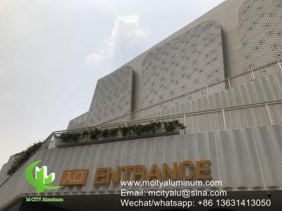 China Powder Coated Perforated Aluminum Facade Panel with Custom RAL Colors and CNC Turret Punching for Exterior Building Cover for sale