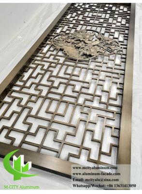 China 10mm Thickness Powder Coated Aluminum Screen Panel with Laser Cut Pattern in Custom RAL Color for sale