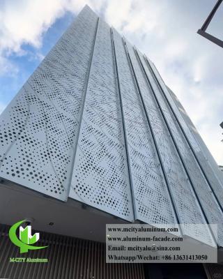 China PVDF Coated Perforated Aluminum Facade Panel with Customizable Perforation Patterns and 20%-60% Open Area Ratio for Dynamic Wall Cladding for sale
