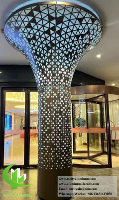 China Perforated Aluminum Cladding with LED Light Integration for Column Decoration Featuring Customizable Perforation Patterns and PVDF Coating for sale