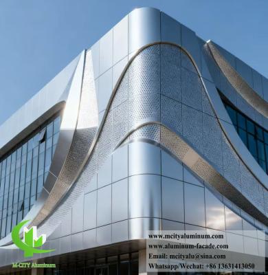 China PVDF Coated Perforated Aluminum Facade with Customizable Patterns and 20%-60% Open Area Ratio for Architectural Cladding for sale