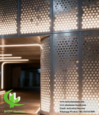 China 3003 Aluminum Alloy Perforated Facade Panel with PVDF Coating and Customizable Perforation Patterns for sale
