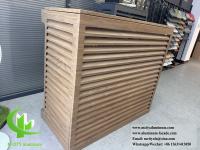 China Outdoor Decorative Wood Grain Aluminum Air Conditioner Cover | Durable Louvered AC Guard Shell & Weatherproof Protective Enclosure for sale