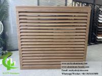 China Outdoor Decorative Wood Grain Aluminum Air Conditioner Cover | Durable Louvered AC Guard Shell & Weatherproof Protective Enclosure for sale
