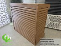 China Outdoor Decorative Wood Grain Aluminum Air Conditioner Cover | Durable Louvered AC Guard Shell & Weatherproof Protective Enclosure for sale