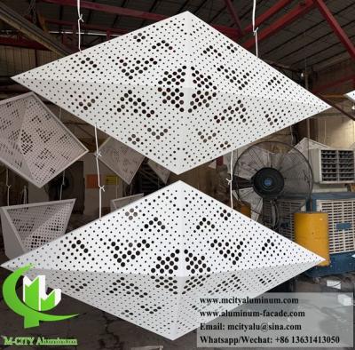 China Elevate Architecture with 3D Diamond & Prismatic Perforated Aluminum Facade Panels for sale