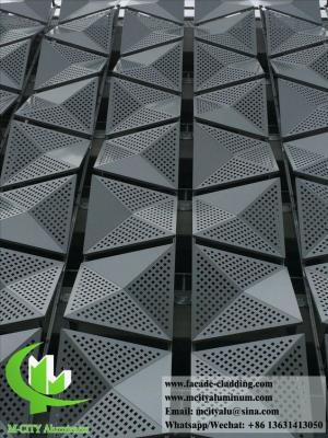 China 3D Perforated Metal Cladding Aluminum Facade Panels with Round Holes and Powder Coated Finish in 1000x2000mm Size for sale