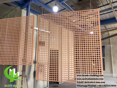 China Golden Color 3mm Thickness PVDF Paint Perforated Aluminum Facade Cladding Panel for sale