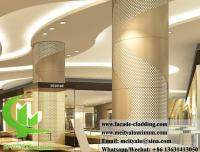 China PVDF Golden Color Perforated Aluminum Sheet 3mm Thickness CNC Perforated Design for Column Cladding and Metal Facade Panel for sale