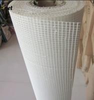 China 140g Self Adhesive Fiberglass Mesh 5*5mm C Glass Fiber Glass Mesh White for sale