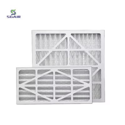 China White Cardboard Frame HVAC Pleated Air Filter Commercial For Air Conditioning for sale