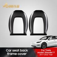 China For Tesla Model 3/Model Y 2017-2022 Year Car Seat Back Frame Cover Real Carbon Fiber Car Accessories Sticker Glossy Black for sale