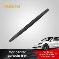 China Car Central Control Panel Cover Trim Strip for Tesla Model 3/model Y 2017-2022 Year Real Carbon Fiber Car Accessories Sticker for sale