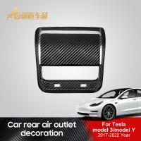 China For Tesla Model 3/Model Y 2017-2022 Year Car Rear Air Outlet Decoration Car Accessories Sticker Glossy Black Real Carbon Fiber for sale