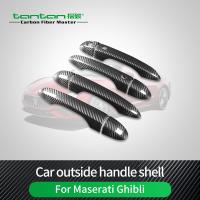 China For Maserati Ghibli 2017-2021 Year Real Carbon Fiber Car External Handle Cover 8 PCS Car Accessories Sticker Glossy Black for sale