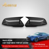 China For Ford Mustang 2015-2022 Year Real Carbon Fiber Glossy Black Car Rearview Mirror Cover Sticker Sides Rearview Cover 2 PCS for sale