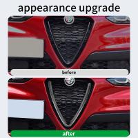 China Carbon Fiber Car Front Center Net V Trim for Alfa Romeo Juliet 2017-2023 Year Car Accessories Sticker Glossy Black for sale