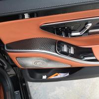 China 2021 W223 Carbon Fiber Door Inner Side Button Bezel Armrest Panel for Maybach S480 Mercedes S400L AMG S450L S Class Accessories for sale