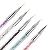 China 5pcs Nail Art Liner Brush Set Nylon Material Double Ended Nail Art Brush Set for sale