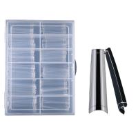 China Extra Long Clear Acrylic Nails Coffin Shape C Curved Half Cover Clear Fake Nails for sale
