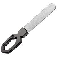 China FOCSTAR Stainless Steel Nail File Cuticle Polisher Double Sided With Keychain for sale