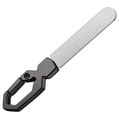 China FOCSTAR Stainless Steel Nail File Cuticle Polisher Double Sided With Keychain for sale