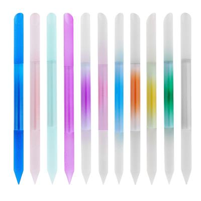 China FOCSTAR Crystal Glass Nail File Polisher Manicure Pen Transparent Colorful Cylinder for sale