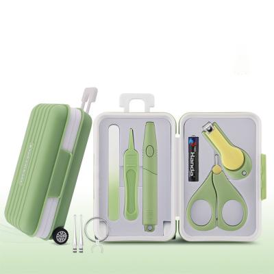 China Green Pink Newborn Manicure Set LED Ear Pick Magnifier Nasal Tweezers Clip for sale