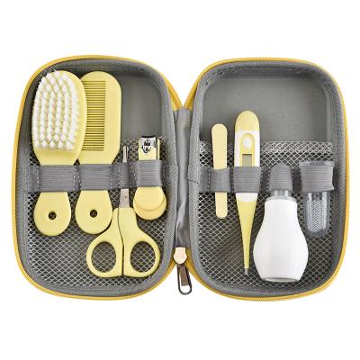 China Yellow 8in1 Infant Nail Kit Safety Nail Clipper Nose Cleaner Toothbrush Nail Scissors for sale